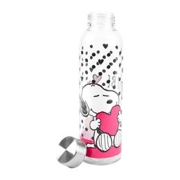 The Peanuts Snoopy Trinkflasche Glas Flasche Wasserflasche 500 ml in Mehrfarbig | Gr.: onesize