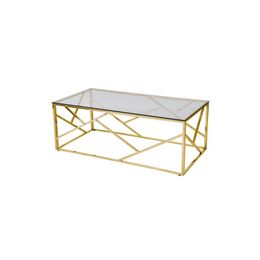 Salesfever Cochtisch 120x60 cm Glasplatte Grau und Metallgestell in Goldfarben | Gr.: onesize