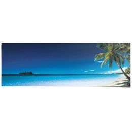 Poster Reinders "Palme am Strand", blau (farbe bild(er): blau), B:158cm H:53cm, Papier, Bilder, Poster