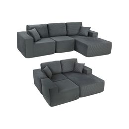 HOMCOM Ecksofa-267L x 168B x 85H cm-Dunkelgrau | Gr.: onesize