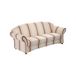 58 aufm Kessel SOFA Landhaus 2,5-Sitzer Kama Bezug Flachgewebe Beige/Rot gestreift | Gr.: onesize