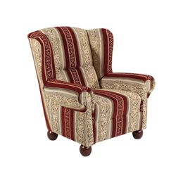 58 aufm Kessel OHRENBACKENSESSEL Kasha Bezug Chenille Buche nussbaum dunkel / rot | Gr.: onesize