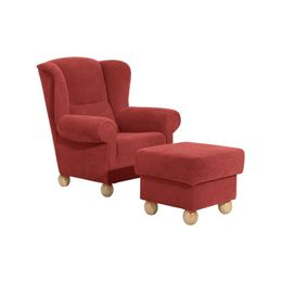 58 aufm Kessel OHRENBACKENSESSEL Kasha Bezug Veloursstoff Buche natur / terracotta | Gr.: onesize