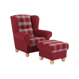 58 aufm Kessel OHRENBACKENSESSEL Kasha Bezug Flachgewebe Buche natur / rot | Gr.: onesize