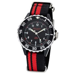 Regent Uhren Regent Kinderuhr 5 Bar Wasserdicht Schwarz/Rot &Oslash; 36 mm | Gr.: onesize