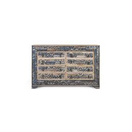 Giner y Colomer Zweifarbiges Sideboard aus geschnitztem Mangoholz in Blue | Gr.: onesize
