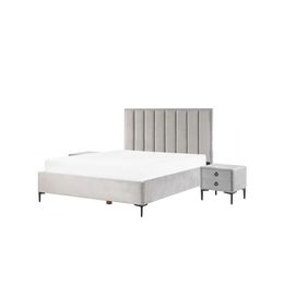 Beliani Schlafzimmer Set SEZANNE in Grau/Schwarz - (W) 170 x (H) 142 x (L) 215 cm | Gr.: onesize