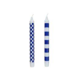 Butlers Stabkerze ART BOUGIE Checker 2er-Set in Wei&szlig; / Blau | Gr.: onesize