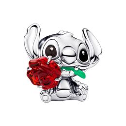 Pandora Silber Charm Disney Stitch mit Rose | Gr.: onesize