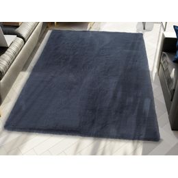 Hochflor-Teppich OCI DIE TEPPICHMARKE "ROCKY SOFT", grau (dunkelgrau), B:140cm H:35mm L:200cm, Polyester, Teppiche, Kunstfell, weich, kuschelig, maschinell gewebt, Kaninchen Haptik