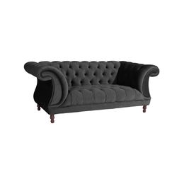 58 aufm Kessel CHESTERFIELD Sofa 2-Sitzer Kaylin Samtvelours schwarz | Gr.: onesize
