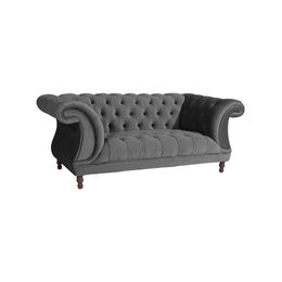 58 aufm Kessel CHESTERFIELD Sofa 2-Sitzer Kaylin Samtvelours anthrazit | Gr.: onesize