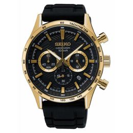 Seiko Herrenuhr Chronograph Schwarz/Goldfarben | Gr.: onesize