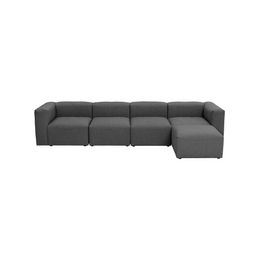 58 aufm Kessel SOFA 4-Sitzer mit Hocker rechts Kattrina Flachgewebe anthrazit | Gr.: onesize