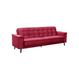 58 aufm Kessel SOFA 3-Sitzer mit Bettfunktion Kaycee Samtvelours rot | Gr.: onesize