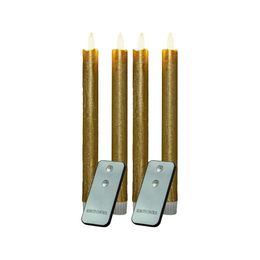 Novaliv Stabkerzen LED mit Timer GOLD 4 St&uuml;ck GOLD indoor - 6 Stunden - ECHTWA in Gold | Gr.: onesize