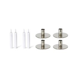 Novaliv 4er-Set Stabkerzenhalter Silber Weihnachtsdekoration Candle Holder 10x in Silber | Gr.: onesize