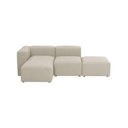 58 aufm Kessel ECKSOFA mit Hocker rechts Kattrina Flachgewebe creme | Gr.: onesize