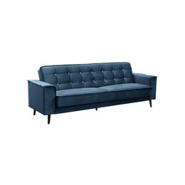 58 aufm Kessel SOFA 3-Sitzer mit Bettfunktion Kaycee Samtvelours dunkelblau | Gr.: onesize