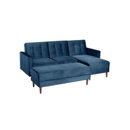 58 aufm Kessel FUNKTIONSSOFA mit Hocker Katunia Samtvelours dunkelblau | Gr.: onesize