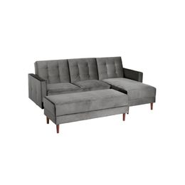 58 aufm Kessel FUNKTIONSSOFA mit Hocker Katunia Samtvelours grau | Gr.: onesize