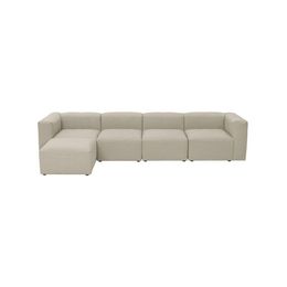 58 aufm Kessel SOFA 4-Sitzer mit Hocker links Kattrina Flachgewebe creme | Gr.: onesize