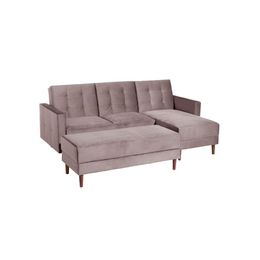 58 aufm Kessel FUNKTIONSSOFA mit Hocker Katunia Samtvelours ros&eacute; | Gr.: onesize