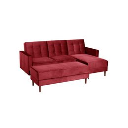 58 aufm Kessel FUNKTIONSSOFA mit Hocker Katunia Samtvelours rot | Gr.: onesize