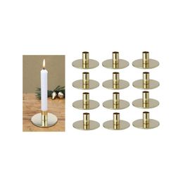 Novaliv 12x Stabkerzenhalter Adventskranz Gold 10x5cm Tafelkerzenhalter modern in Gold | Gr.: onesize