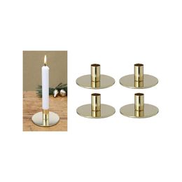 Novaliv 4er-Set Stabkerzenhalter Metall Gold 10x5cm Home Deko weihnachtliche T in Gold | Gr.: onesize