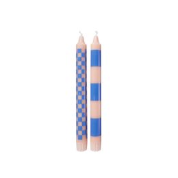 Butlers Stabkerze ART BOUGIE Checker 2er-Set in Blau / Beige | Gr.: onesize