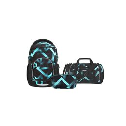 Coocazoo Schulrucksack-Set BYTE "Laser Lights" 2-tlg. in Schwarz/Blau | Gr.: onesize