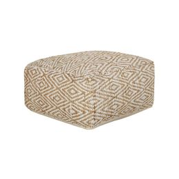 Beliani Pouf MASKI in Beige/Wei&szlig; - (W) 60 x (H) 30 x (L) 60 cm | Gr.: onesize