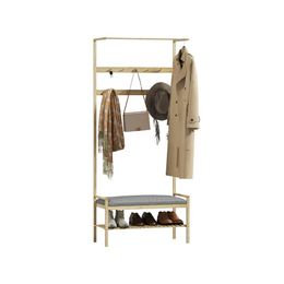 HOMCOM Garderobe-73,5L x 34B x 171H cm-Naturholz | Gr.: onesize