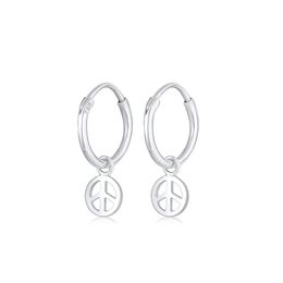Elli Ohrringe 925 Sterling Silber Peace-Zeichen in Silber | Gr.: onesize