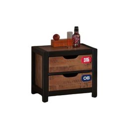 58 aufm Kessel NACHTSCHRANK Kameko 50x45x45 MDF+Massivholz Schwarz/Cognac | Gr.: onesize