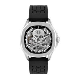 Philipp Plein Automatikuhr $keleton $pectre SIlber in schwarz | Gr.: onesize