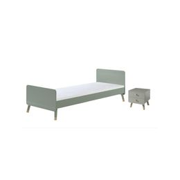 58 aufm Kessel BETT mit Nachtkommode Kamillah aus MDF in Olive Gr&uuml;n | Gr.: onesize