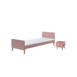58 aufm Kessel BETT mit Nachtkommode Kamillah aus MDF in Terra Rosa | Gr.: onesize