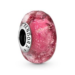 Pandora Silber Bead-Charm Welliges Pink Muranoglas | Gr.: onesize