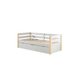 58 aufm Kessel KOJENBETT mit Schubladen Karissa 211x77x98 Massivholz+MDF Wei&szlig;/natur | Gr.: onesize