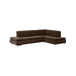 others ECKSOFA mit Ottomane rechts Kaye Bezug Veloursstoff Metallfu&szlig; verchromt / braun | Gr.: onesize