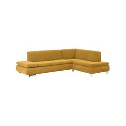 58 aufm Kessel ECKSOFA mit Ottomane rechts Kaye Bezug Veloursstoff Metallfu&szlig; verchromt / mais | Gr.: onesize