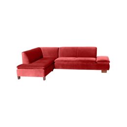 58 aufm Kessel ECKSOFA mit Ottomane links Kaye Bezug Samtvelours Buche nussbaum dunkel / ziegel | Gr.: onesize