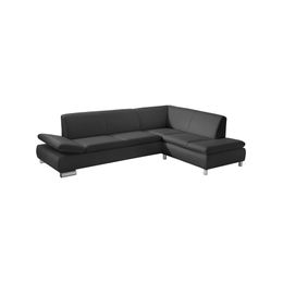 58 aufm Kessel ECKSOFA mit Ottomane rechts Kaye Bezug Kunstleder Metallfu&szlig; verchromt / schwarz | Gr.: onesize
