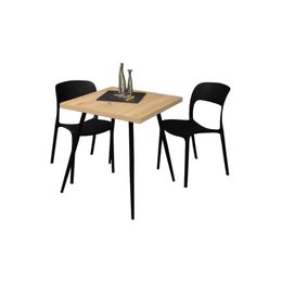 58 aufm Kessel BARTISCH Ekaterina 70x70x75 schwarz matt/asteiche | Gr.: onesize