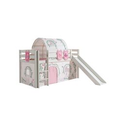 58 aufm Kessel KINDERBETT mit Rutsche Karolina Massivholz Wei&szlig; Textilset Burg 4 | Gr.: onesize