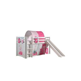 58 aufm Kessel KINDERBETT mit Rutsche Karolina Massivholz Wei&szlig; Textilset Princess 4 | Gr.: onesize