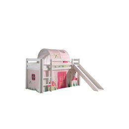 58 aufm Kessel KINDERBETT mit Rutsche Karolina Massivholz Wei&szlig; Textilset Spring 2 | Gr.: onesize