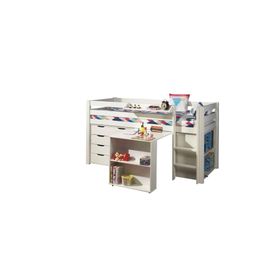 58 aufm Kessel KINDERBETT Karolina 210x114x106 Massivholz+MDF Wei&szlig; Kommode Regal | Gr.: onesize